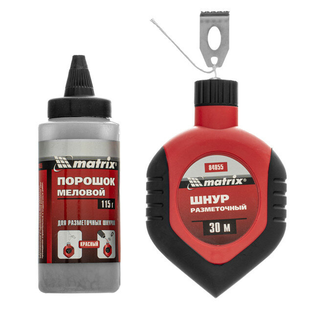 Шнур разметочный MATRIX 30м + красная краска 115 гр