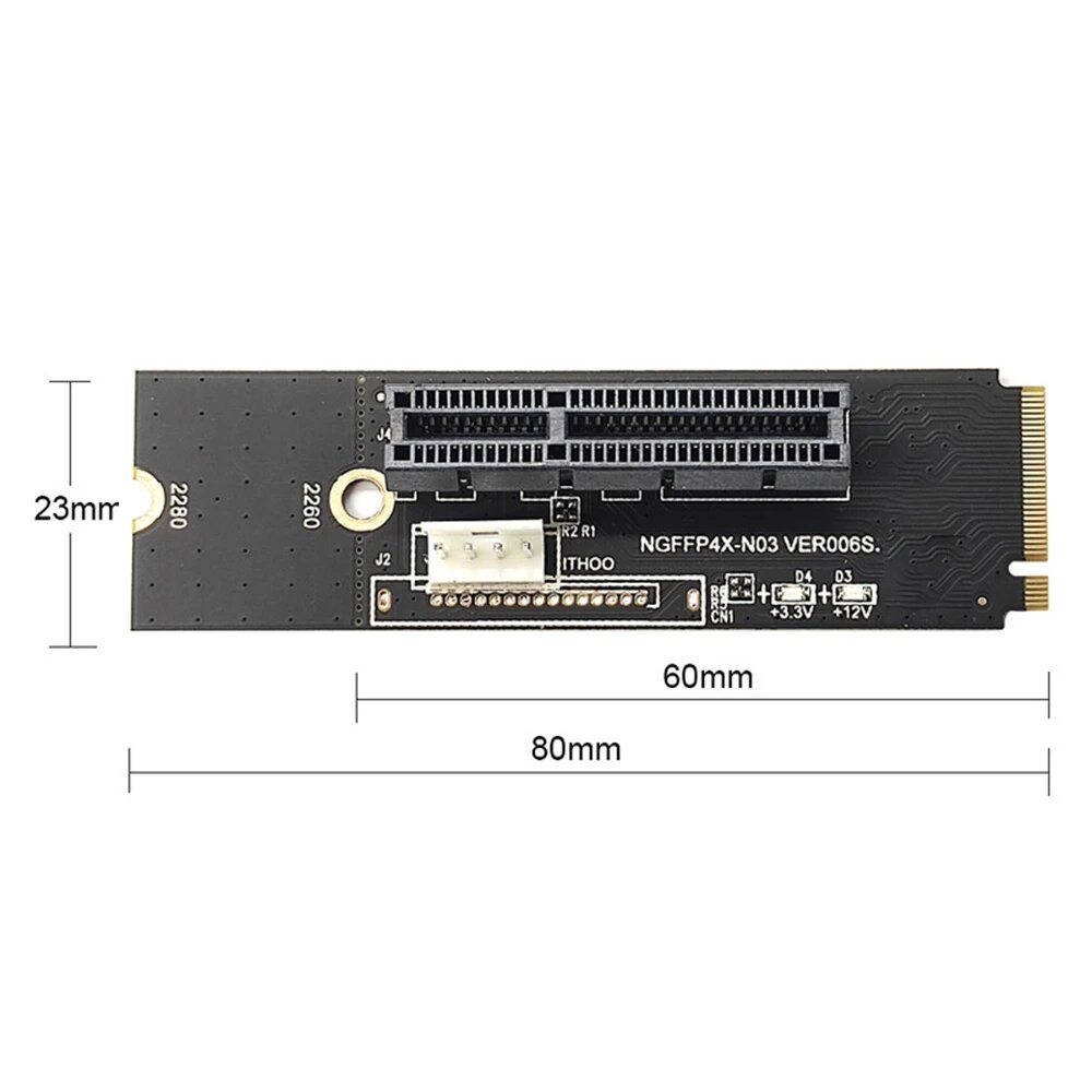 Высококачественный адаптер-райзер Well Made-NGFF M2 на PCI-E 4X X1 (M2 Key M на PCI Express X4) с LED-индикатором для майнинга