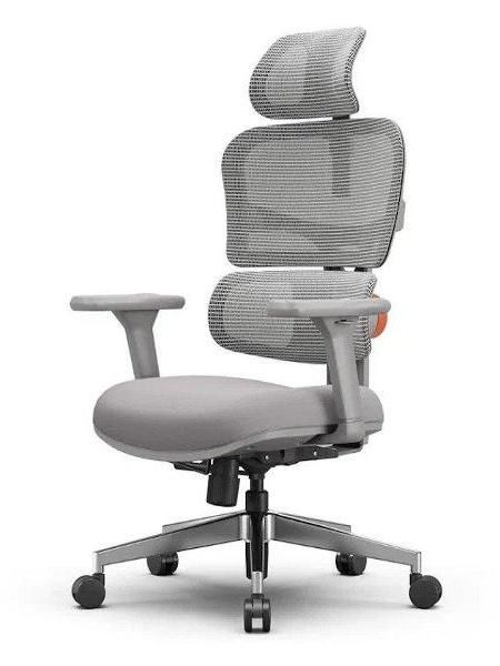Эргономичное компьютерное кресло FoxGear NETZ модель XO - office edition (FG-NETZ-XO-GY), серый