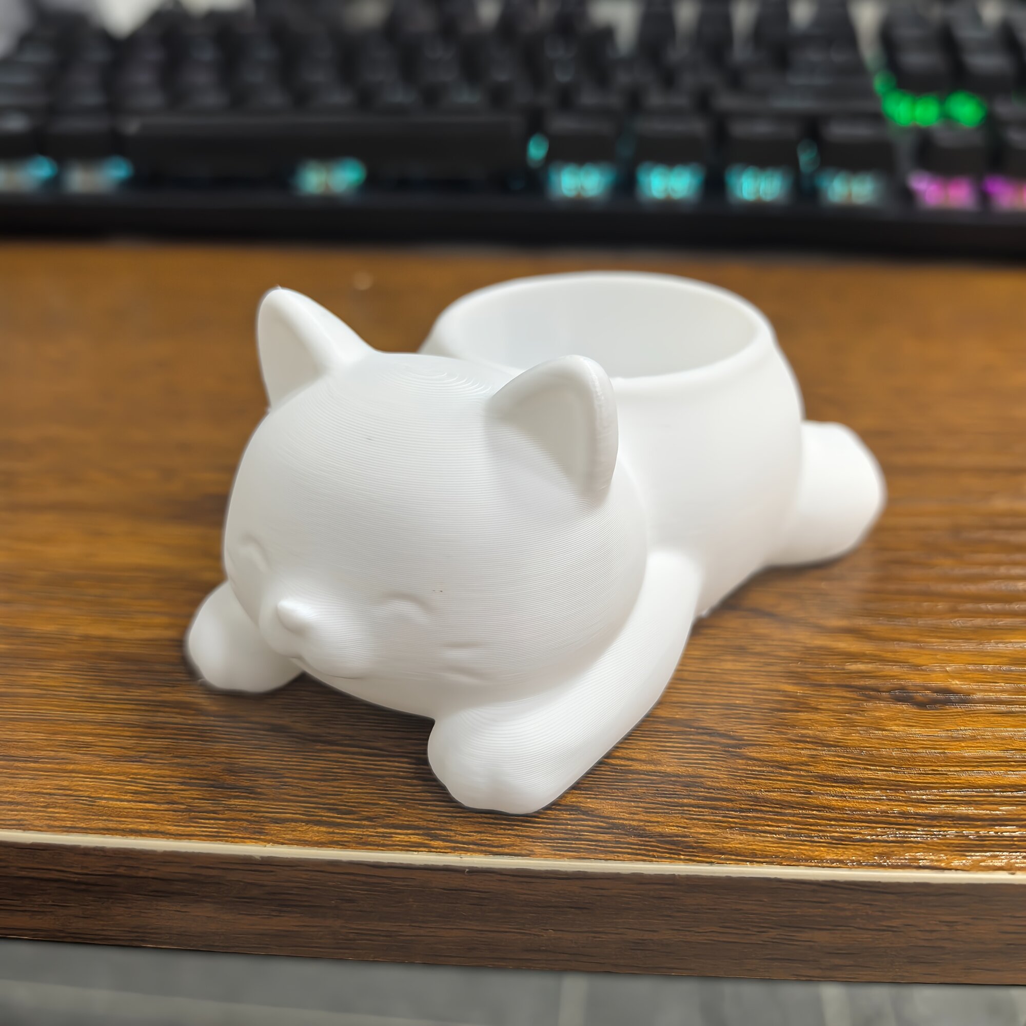Горшок для цветов с 3D-принтом в виде кота, белый, 1 шт.