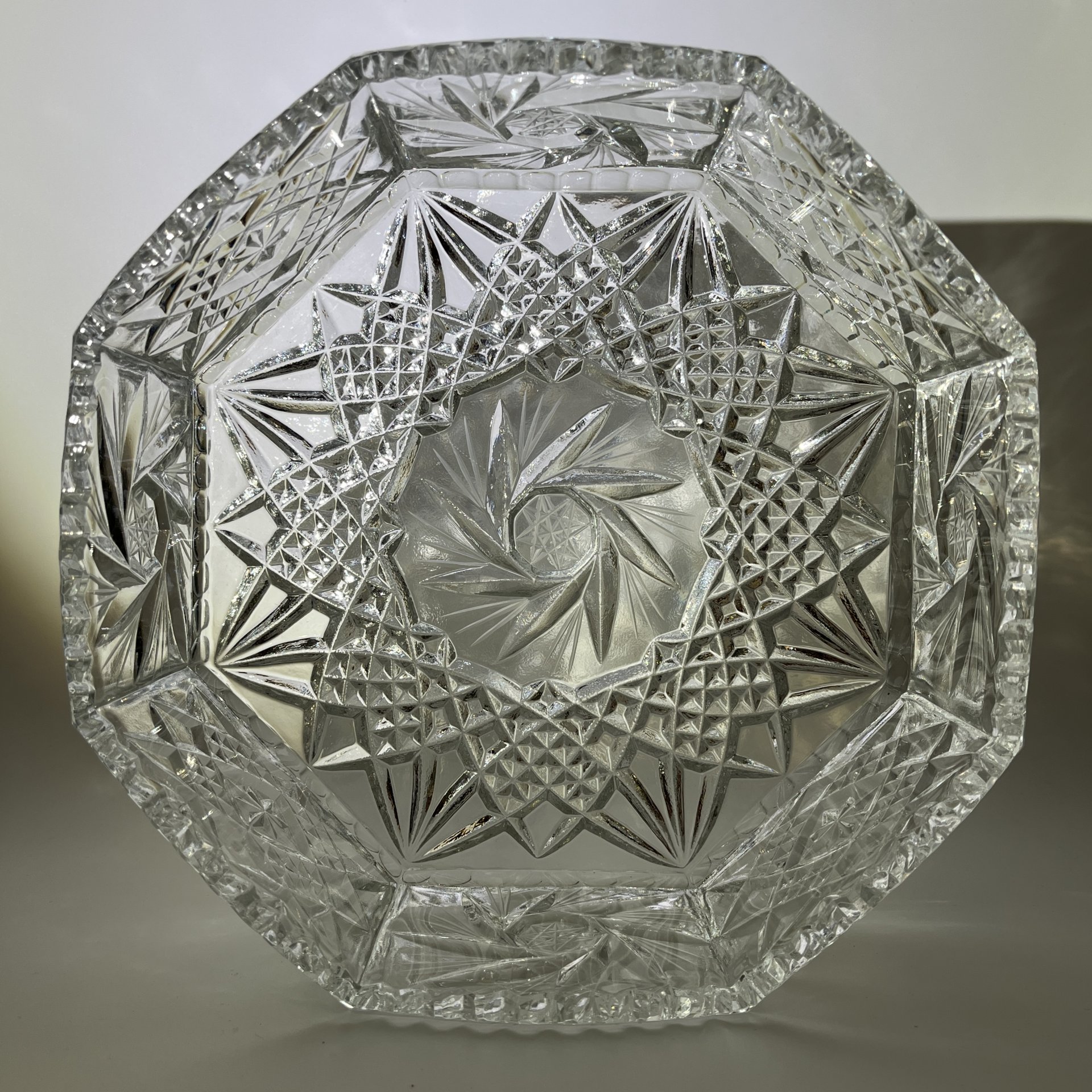 Фруктовница восьмигранная, хрусталь, алмазная грань, Западная Европа, 1980-1990 гг.
