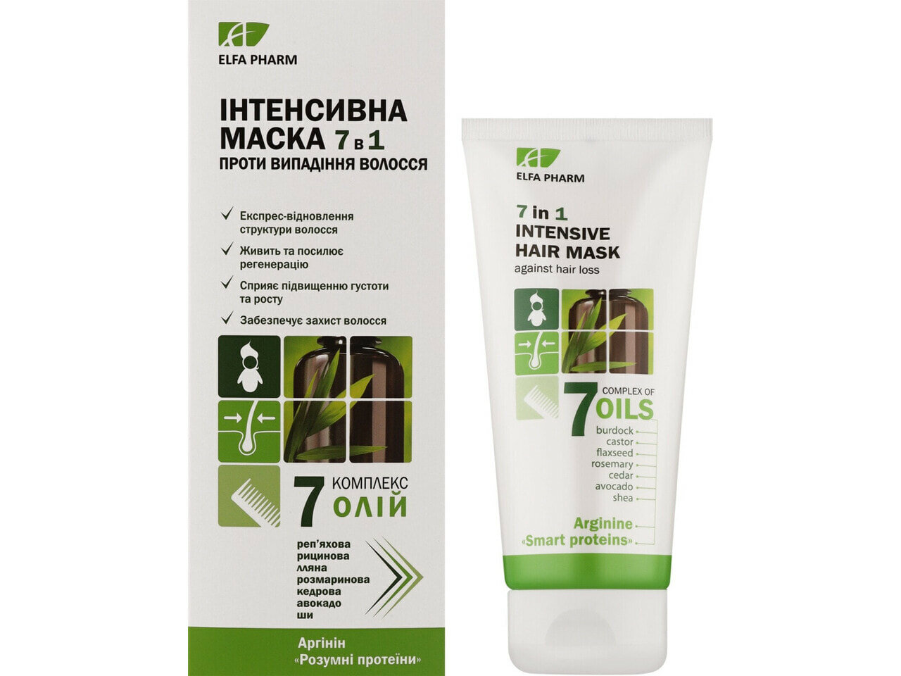 Маска для волос Elfa Pharm Intensive 7in1 против выпадения универсальная