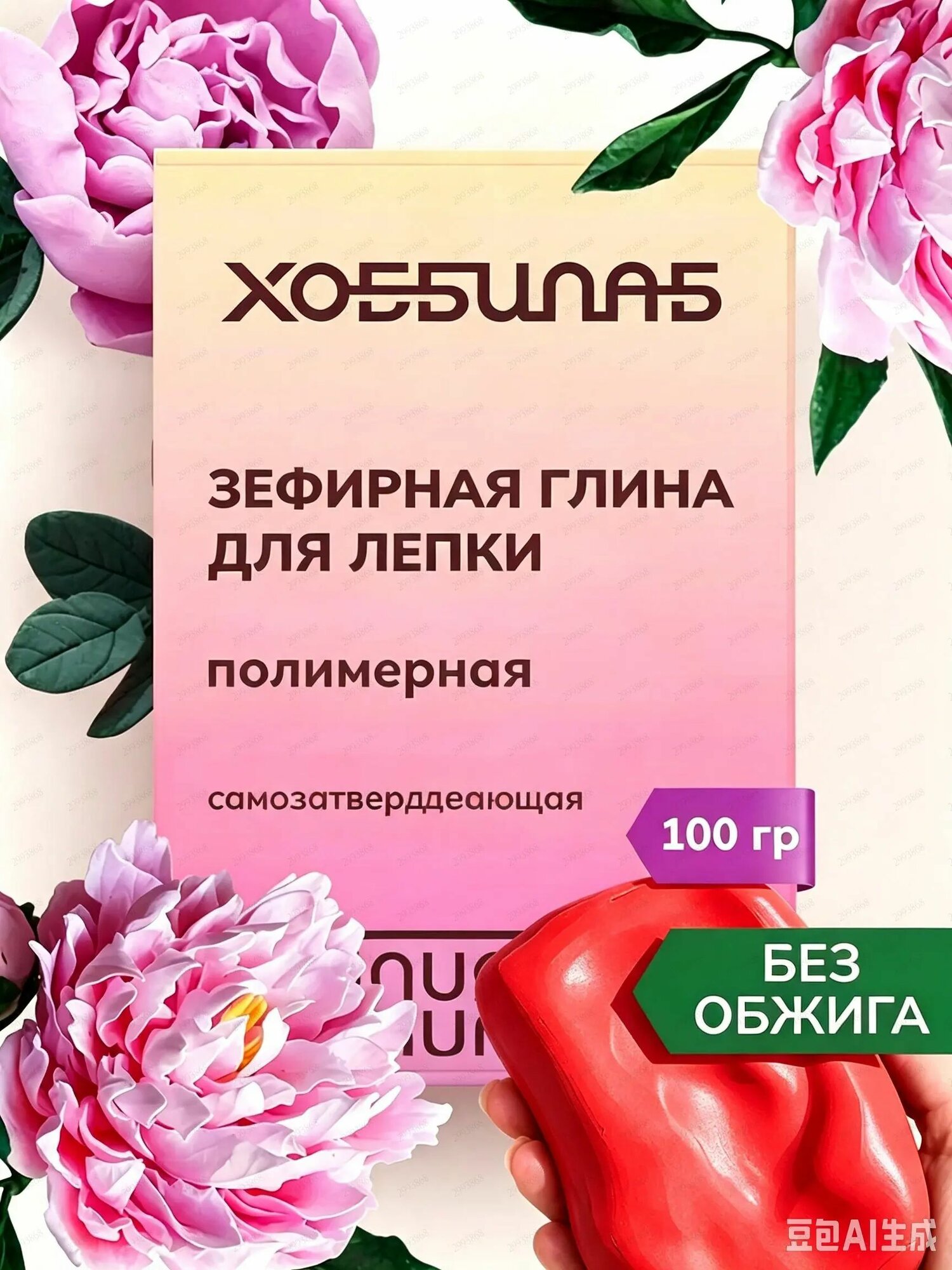 Полимерная глина для лепки для детей и взрослых (красный), 100 г