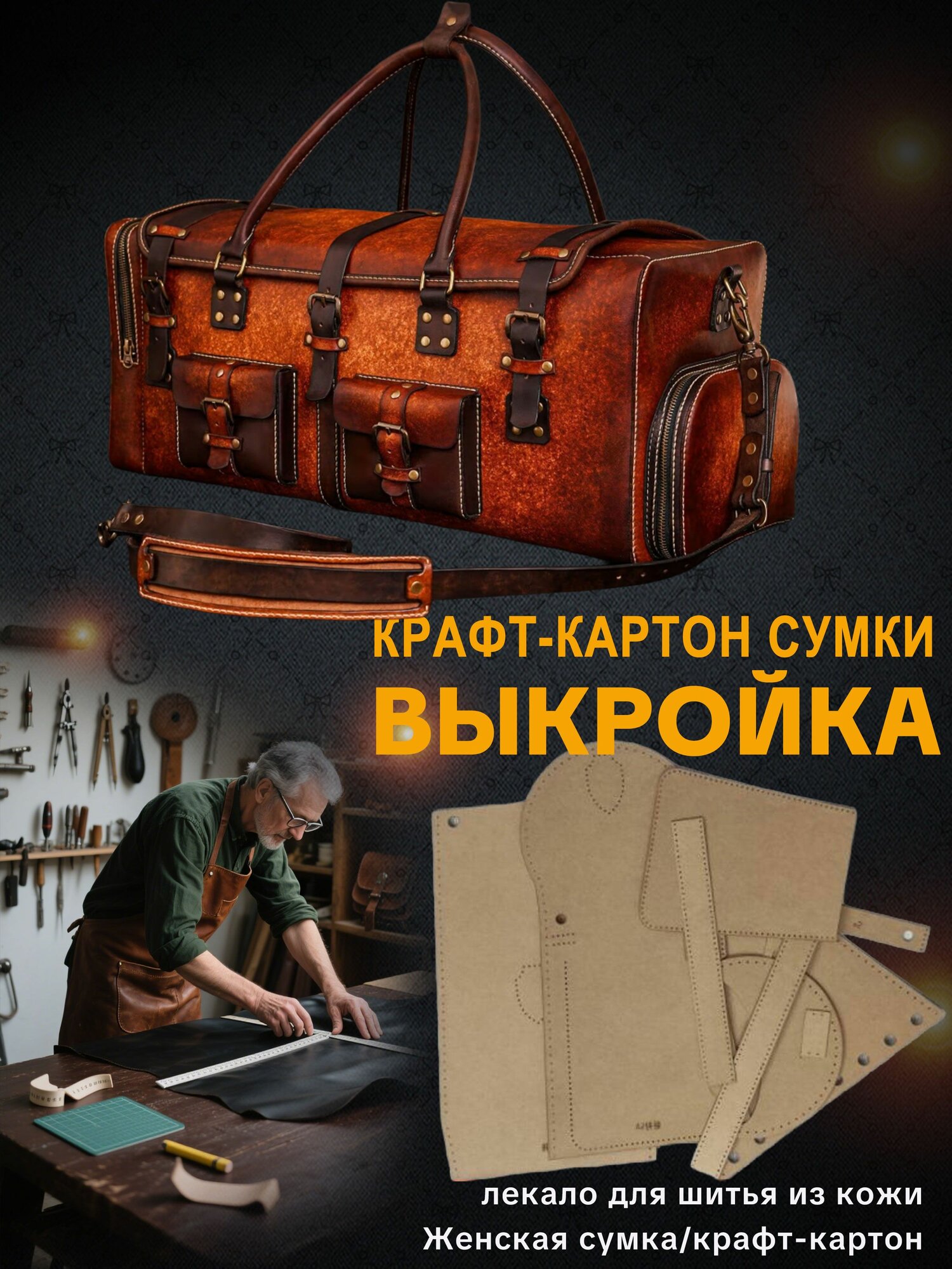 Лекало для шитья из кожи/Женская сумка/выкройка