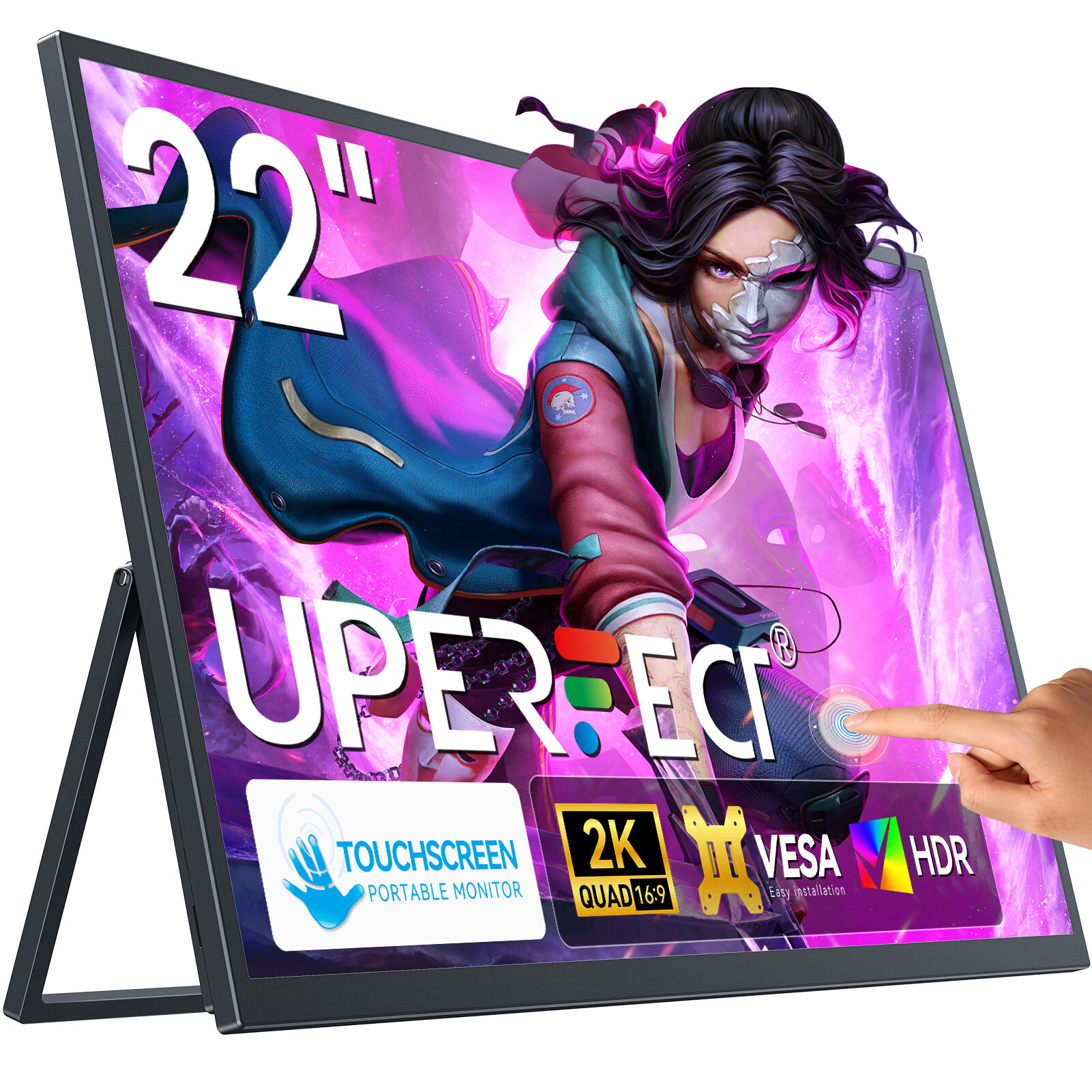UPERFECT 22" Монитор портативный сенсорный Umax22 Touch 2K, 2560x1440, 60Hz, IPS (Uperfect22 Touch), IPS, 2560x1440 2K, 60 Гц, темно-коричневый