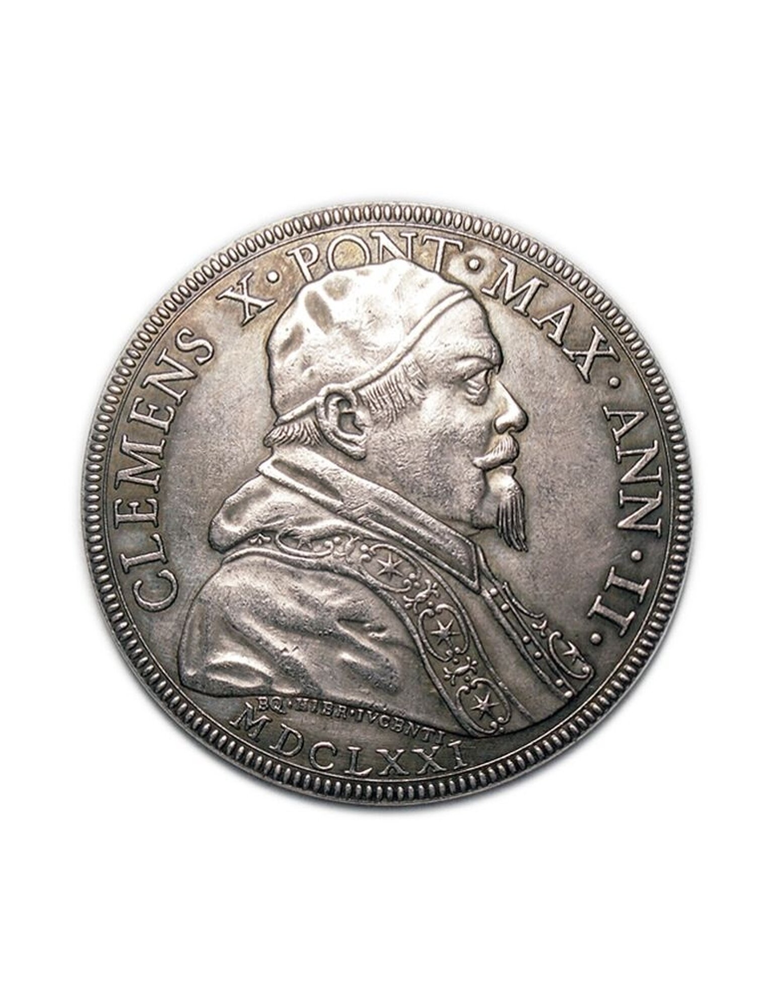 Монета бестмани "Серебряный Пиастр", 1671 год, посеребренный металл, 30 г