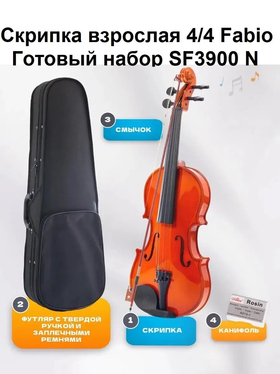 Скрипка взрослая 4/4 в футляре комплект SF3900 N