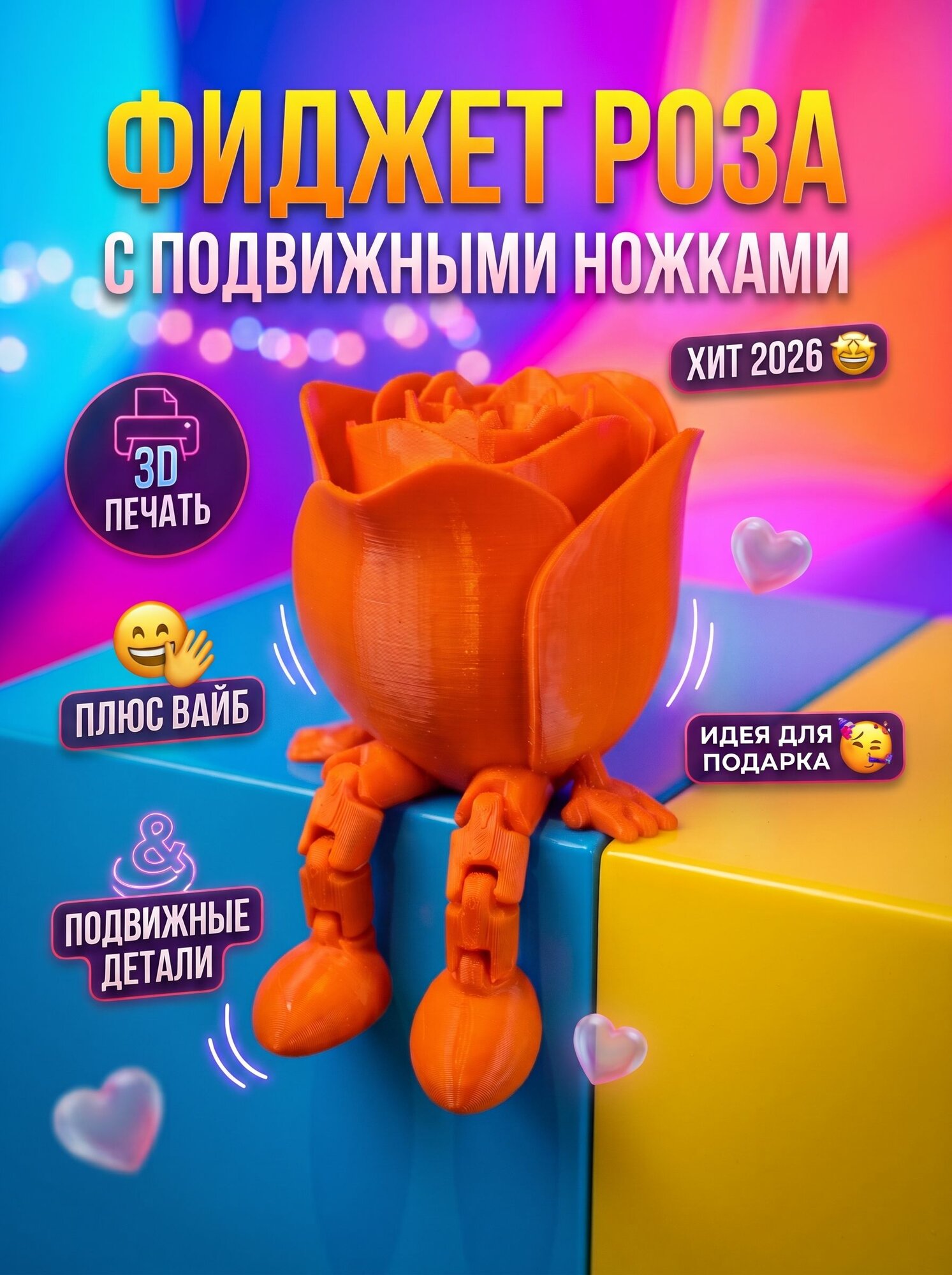 Сувенирная фигурка "Роза с ножками" Оригинальный подарок на День влюблённых, 14 февраля, 8 марта, день Матери