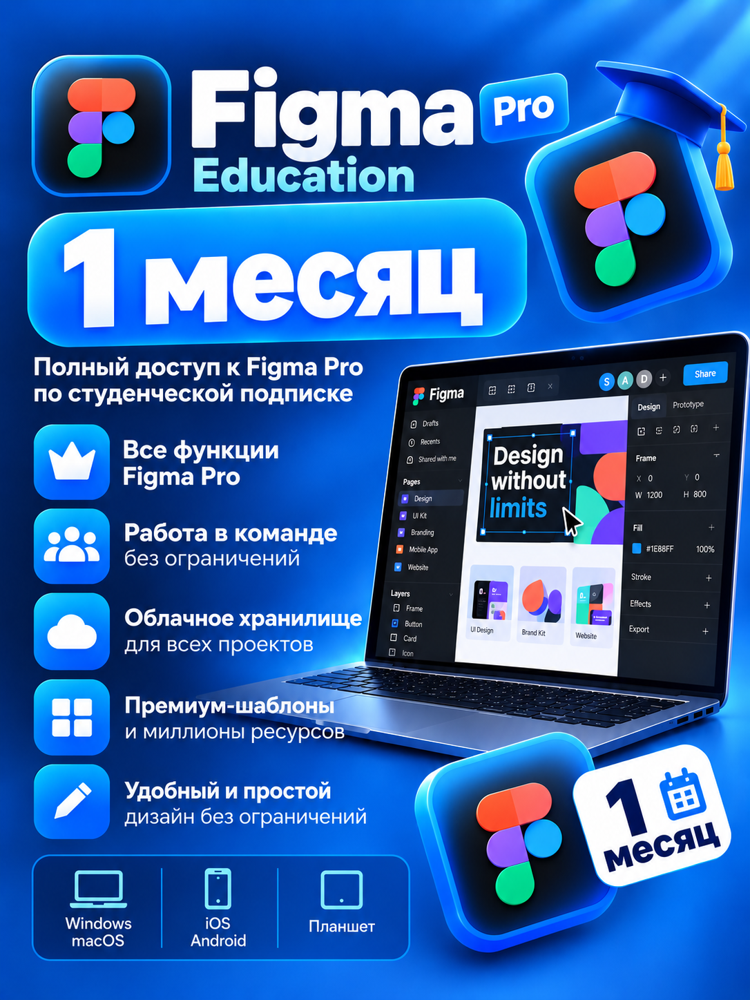 Figma PRO EDU - Готовы с официальной подпиской на 12 месяцев.