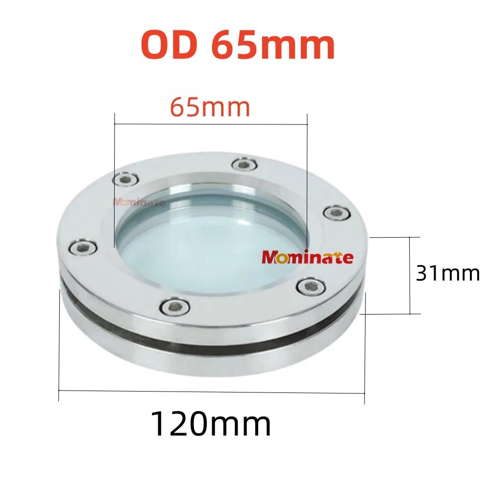 Смотровое стекло из нержавеющей стали SS304, OD 65mm