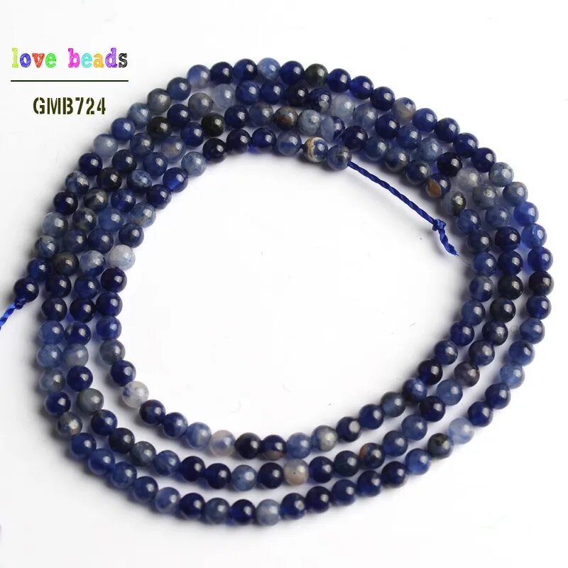 Бусины из натурального камня GMB724 blue sodalite 3mm