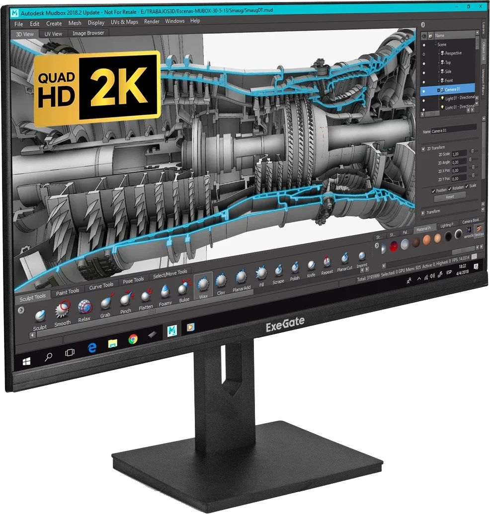 ExeGate 27" Монитор ES2707TA, IPS, 2560x1440 2K, 75 Гц, черный