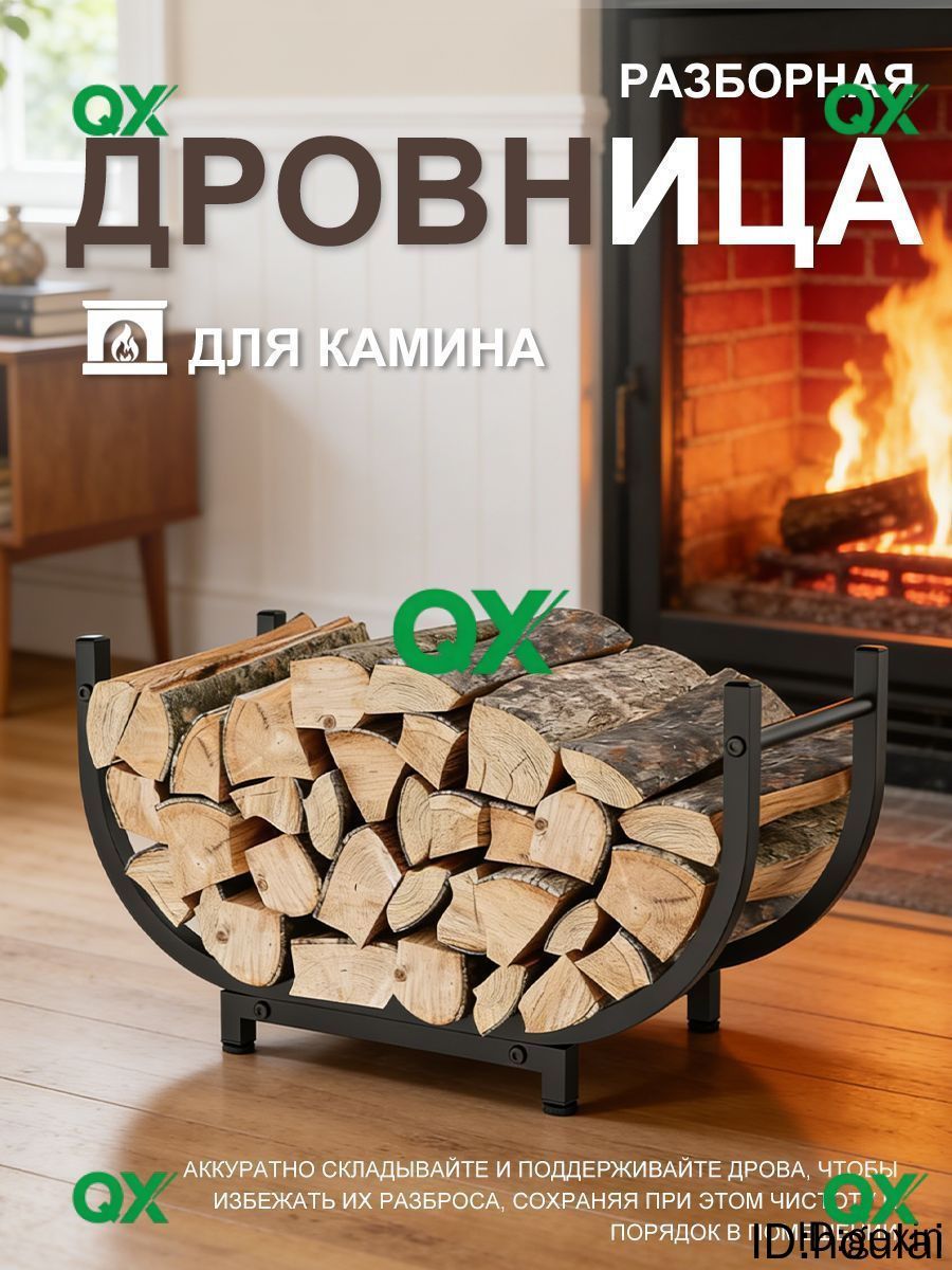 Дровница напольная 76.1x40.4x33.5 см металл черный