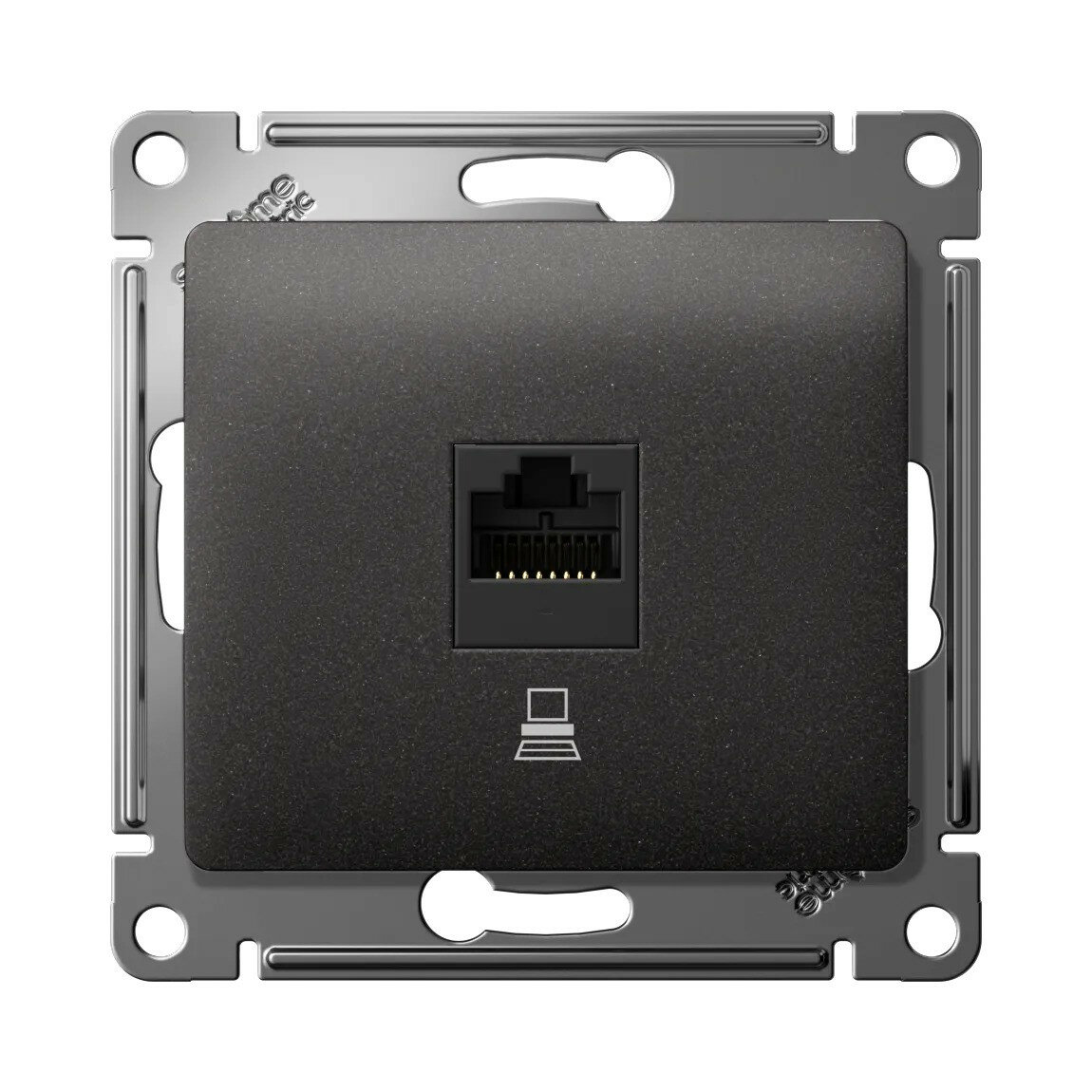 Розетка компьютерная Systeme Electric Glossa RJ45, кат. 5e, механизм с накладкой, Графит