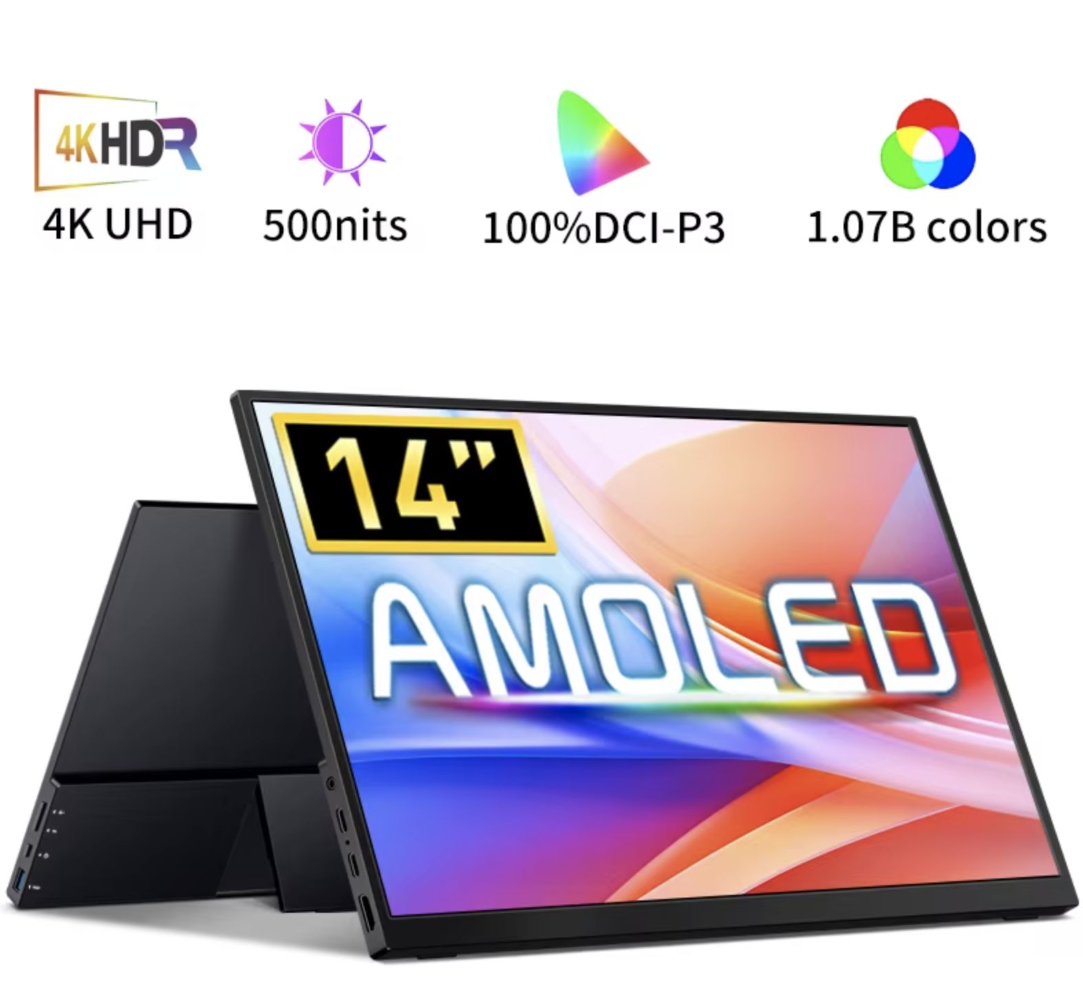 VCHANCE 14" Монитор портативный AU14O 4K OLED 3840x2400, 60 Гц (AU14O), OLED, 3840х2400, 60 Гц, черный