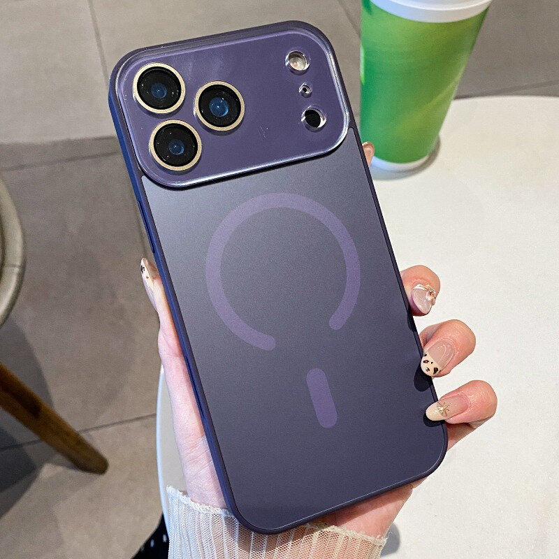 Чехол с большим прозрачным окошком и 2 защитных стекла для смартфонов, цвет: глубокий фиолетовый