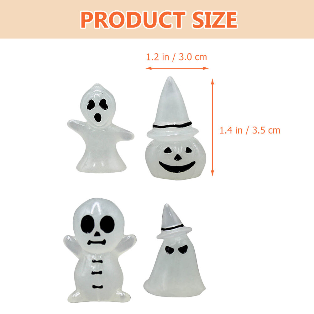 4 Штуки Halloween Светящиеся Украшения Маленькие Фигурки Для Детей Белый 3 5X3Cm