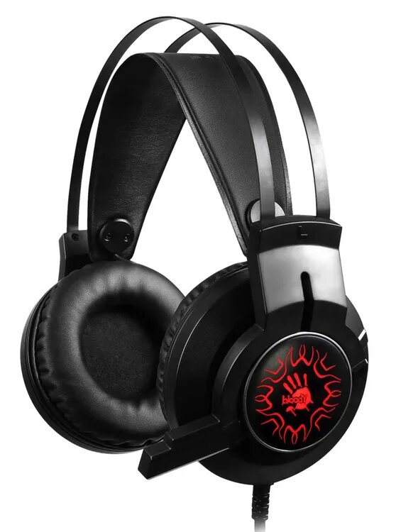 Гарнитура игровая A4TECH Bloody J437, для компьютера, мониторные, проводные, черный