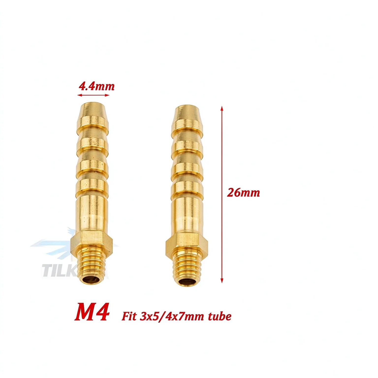 Ниппель для трубок 3x5/4x7мм, M4xL26mm, 2шт