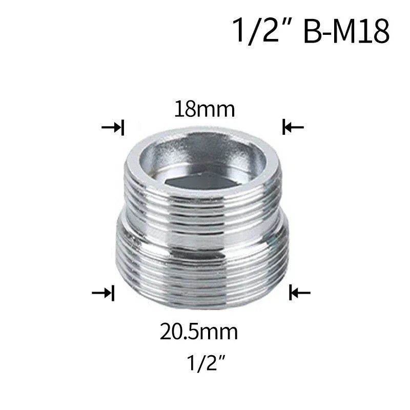 Соединитель смесителя 1/2" B-M18, серебряный
