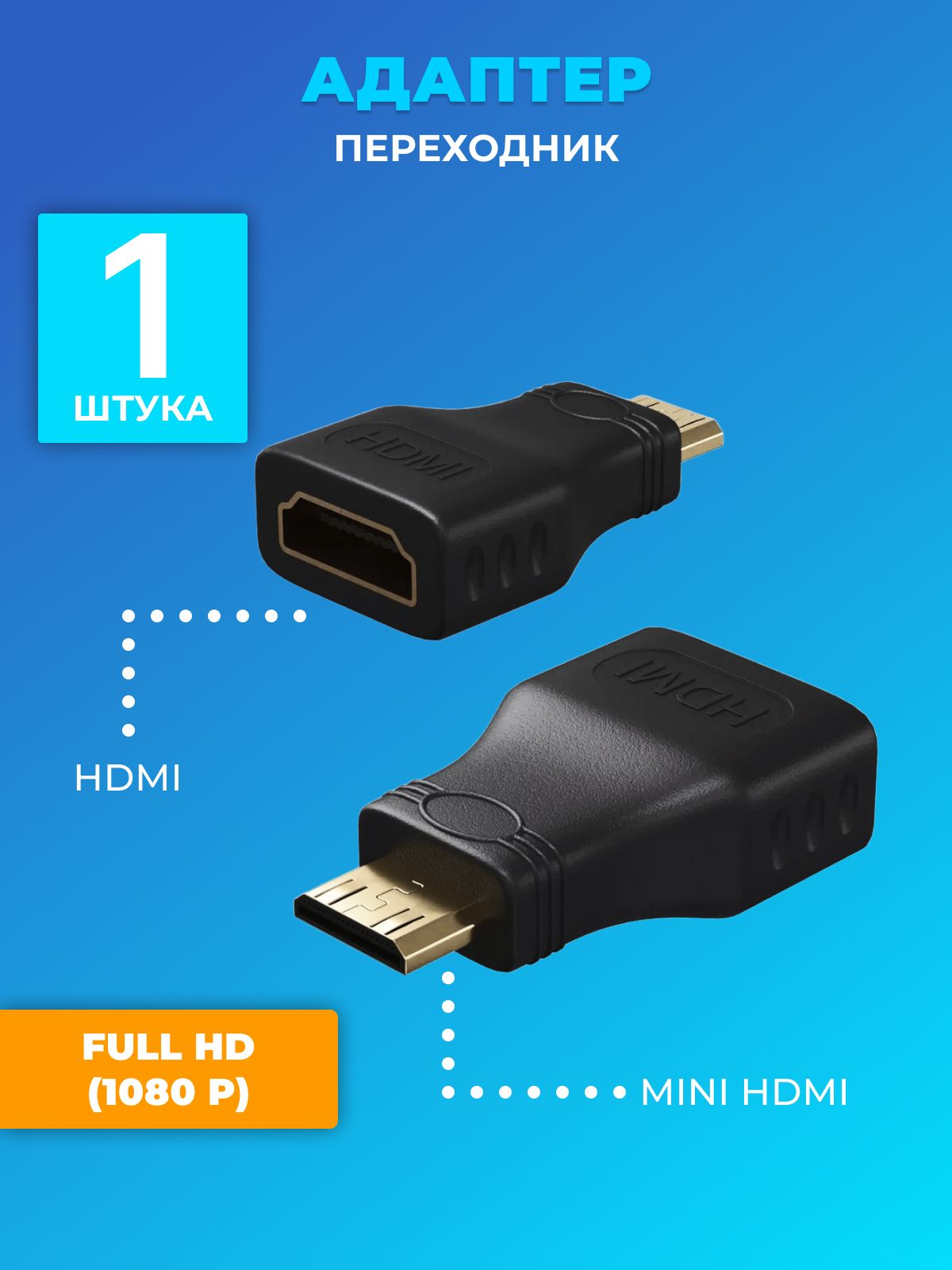 Адаптер переходник GSMIN BR-02 HDMI (F) - mini-HDMI (M) (Черный)