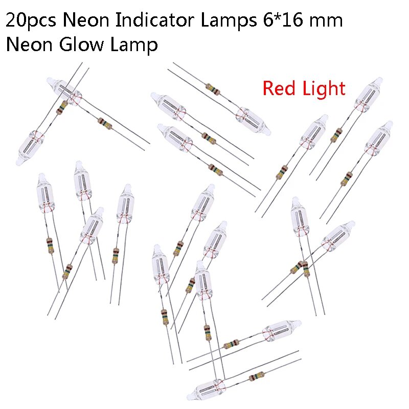 20шт Neon Indicator Lamps 6*16mm Red Light