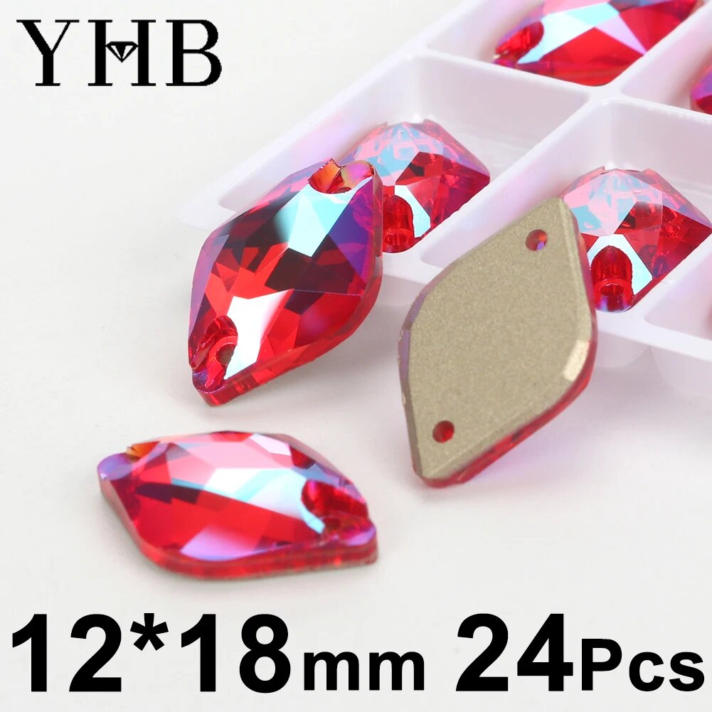 Стразы YHB 227SI Lt Siam Rolivi Lemon 12X18mm