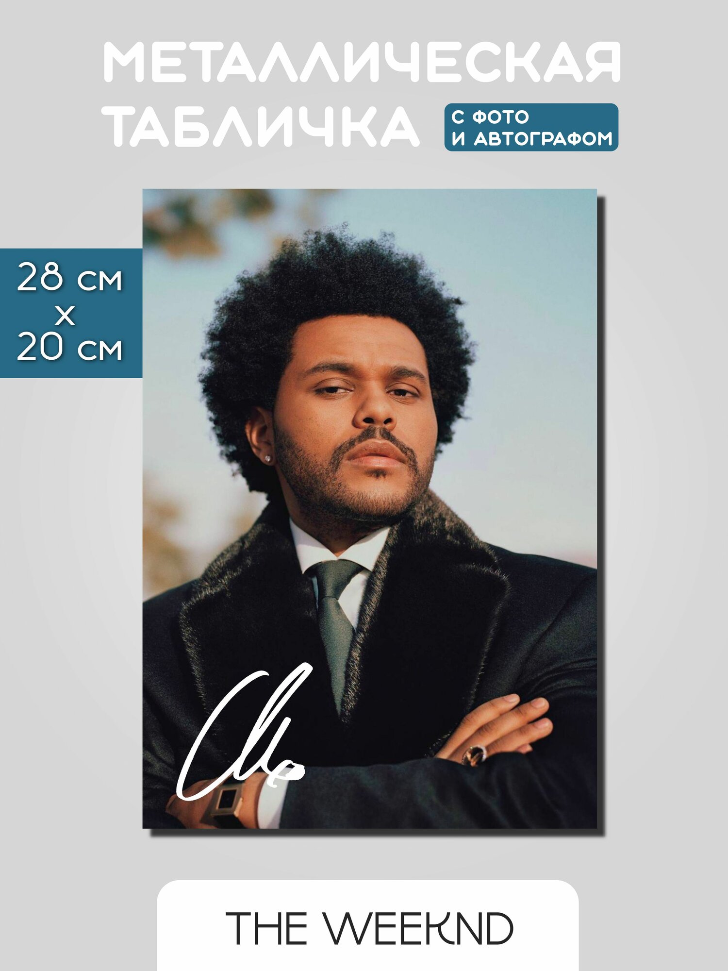 Металлическая табличка с фото The Weeknd