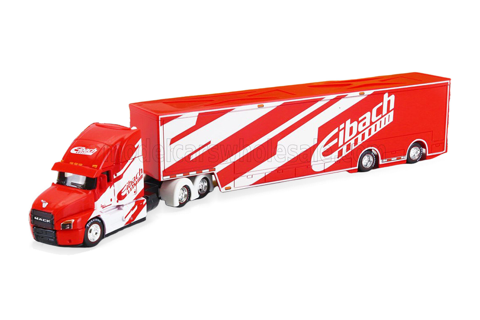 Модель коллекционная MAISTO Mack anthem truck eibach car transporter 2020, red white (длина примерно 25 см)