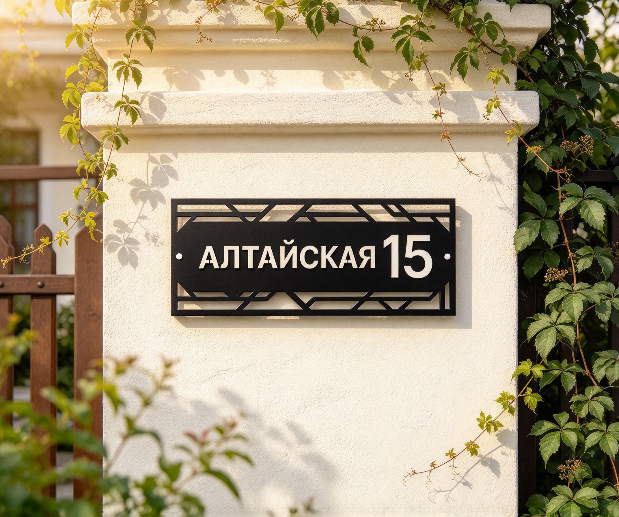 На заказ Адресная табличка на дом 50x17cm. Лазерная резка металл(Напишите продавцу номер дома и название улицы)
