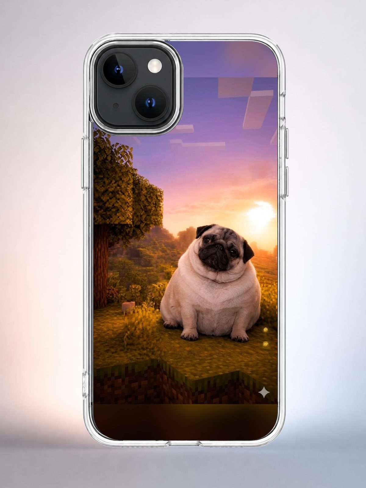 Чехол iPhone 15 Мопс в Y2K Indie Sleaze