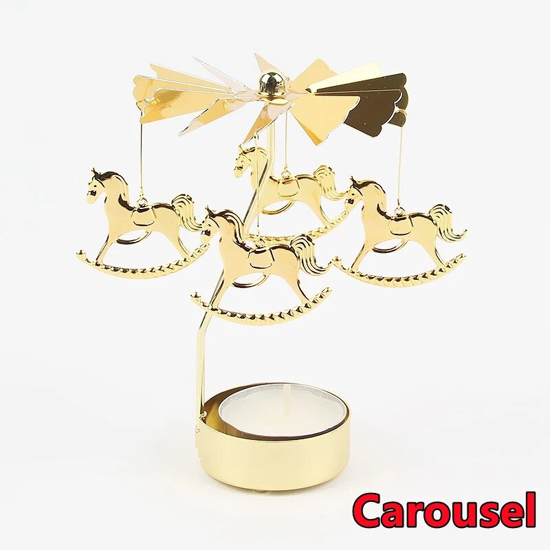 Золотой металлический вращающийся подсвечник Carousel