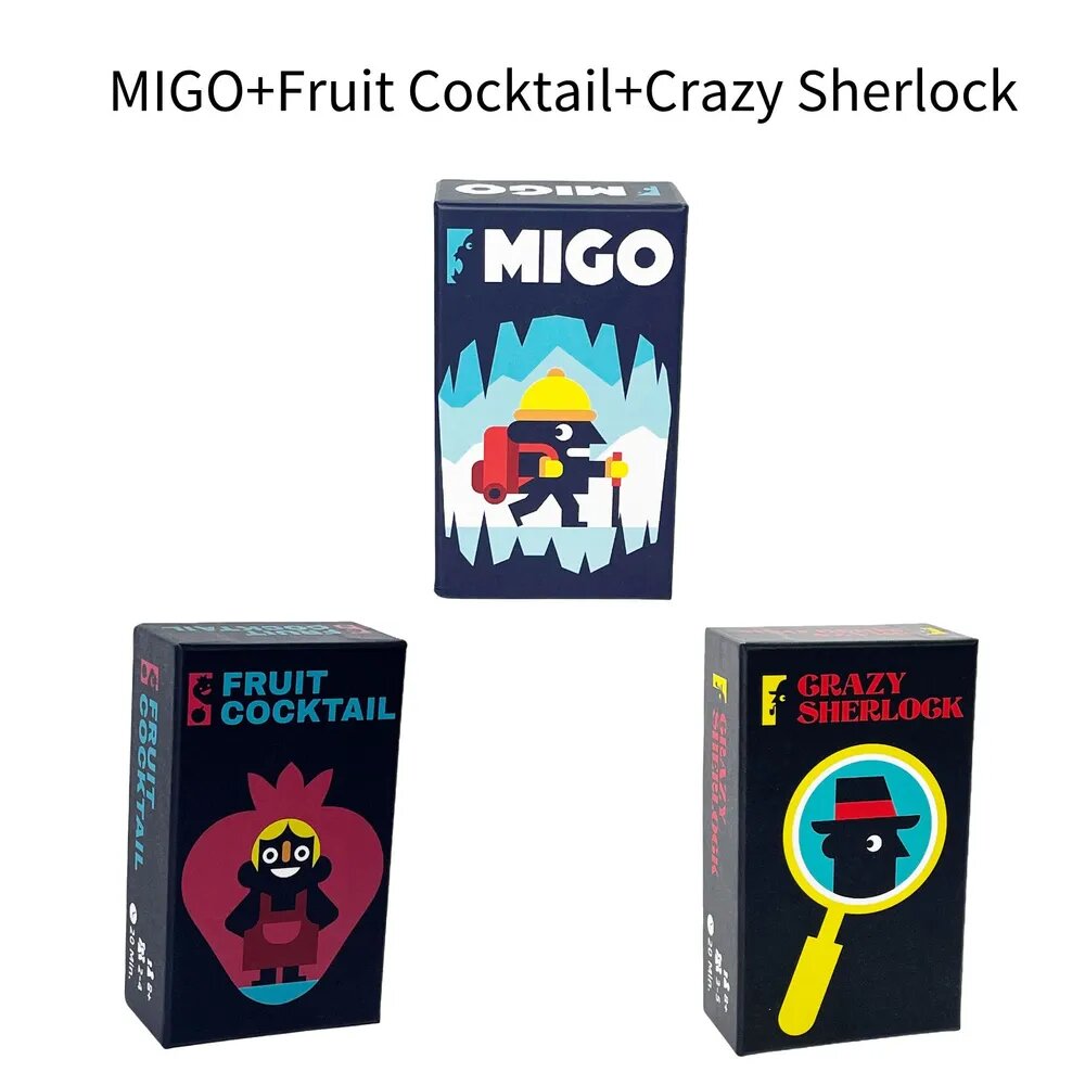 Настольная игра: Crazy Sherlock, Fruit Cocktail, MIGO. Выгодный комплект из трёх изданий. Портативная дорожная версия для вечеринки.