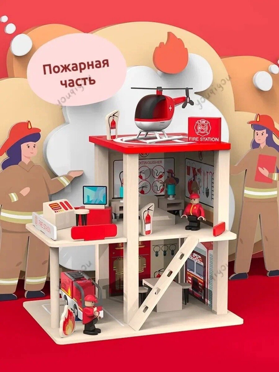 Деревянный игровой набор KAPO, ролевая игра Пожарный и полицейский , блочная головоломка
