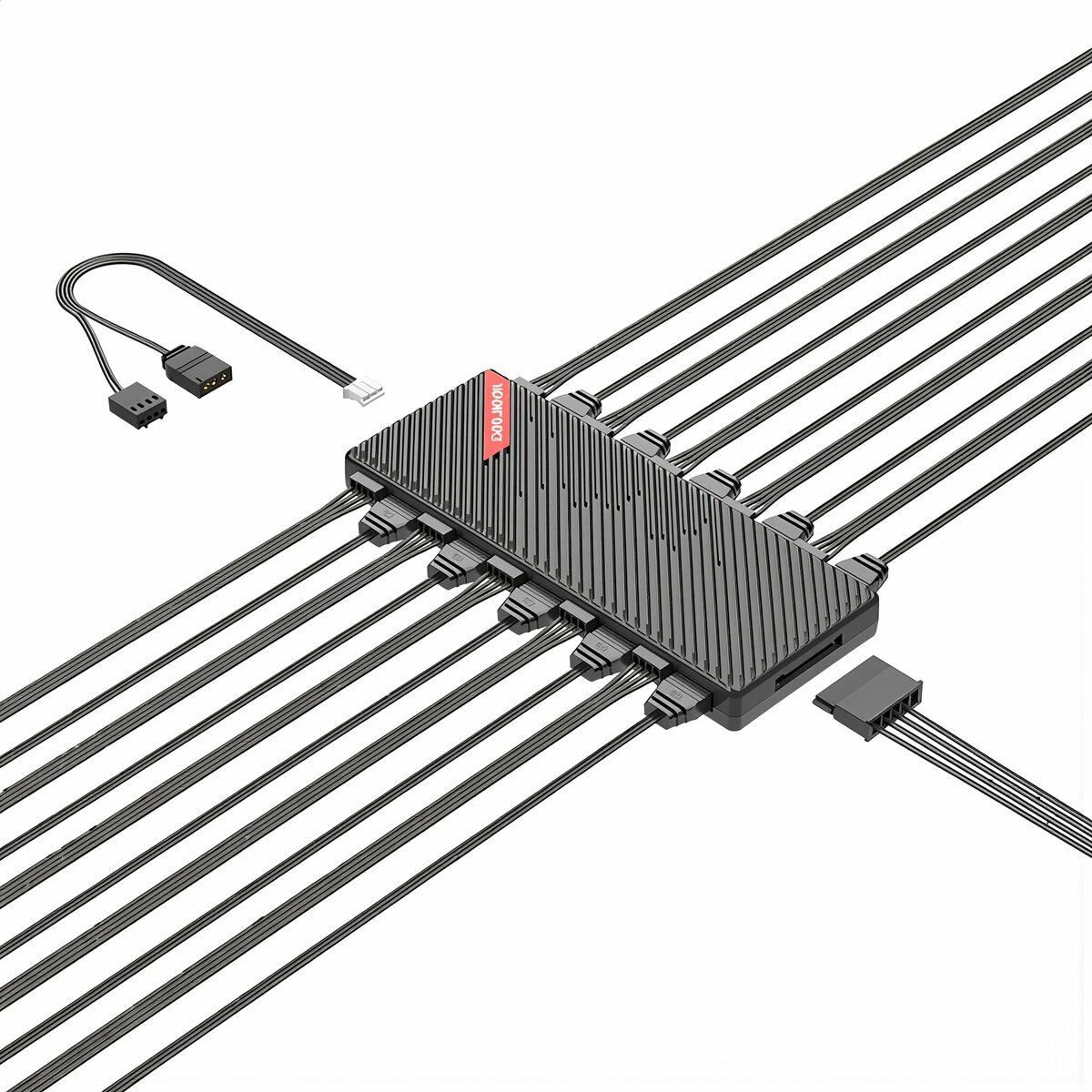 Хаб вентиляторный PWM ARGB 10 портов 5V 3Pin белый толщина 16.8 мм маленький размер для экономии свободного места внутри компьютерного корпуса при сборке