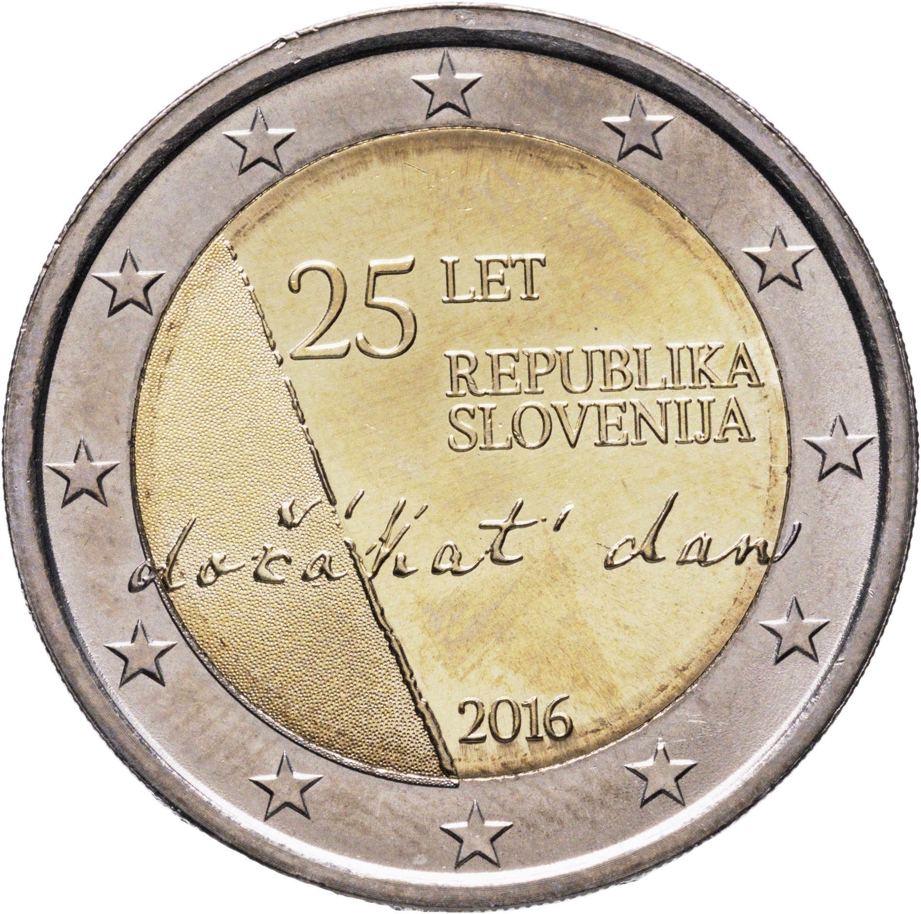 Словения 2 евро 2016 "25 лет независимости", Биметалл, в сохранности UNC