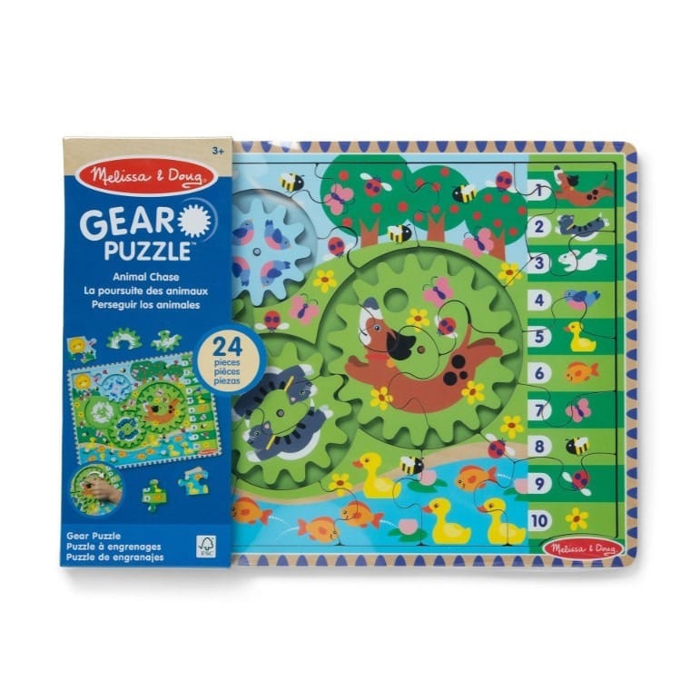 Бизиборд Melissa & Doug животные с шестерёнками, 24 элемента