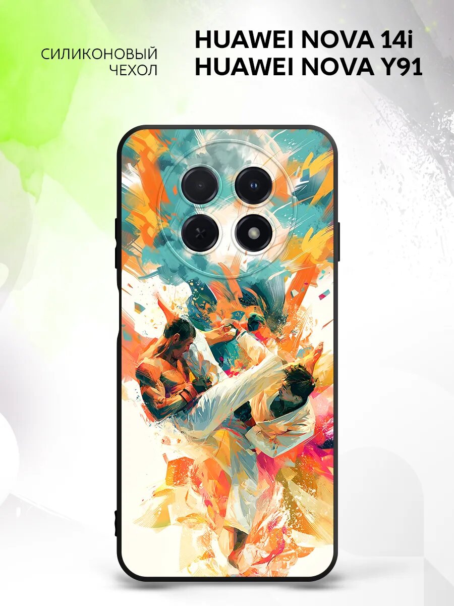 Чехол на Huawei Nova 14i/Nova Y91, Хуавей Нова 14и/Нова У91 бампер, противоударный, с картинкой бойцы акварель