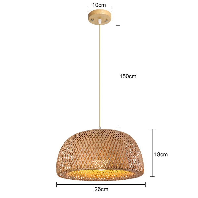 Подвесной светильник ZODOLAMP из бамбука 26 см Wood base style
