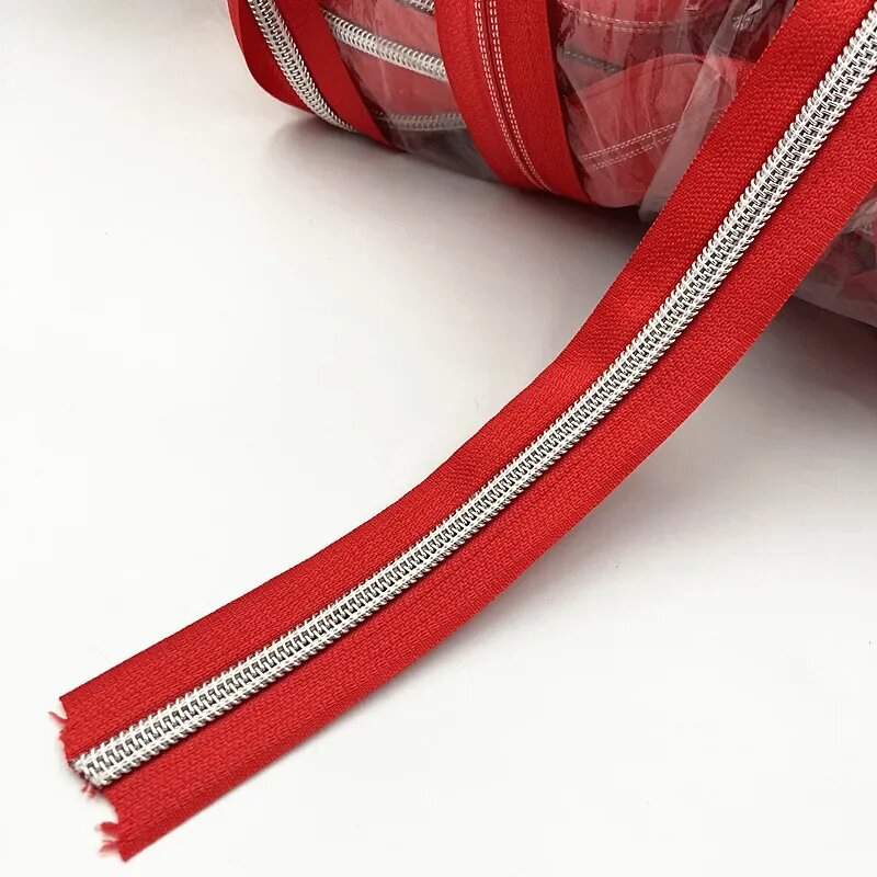 Набор ниток для молний WKXFJJWZC, золотой/серебристый, нейлон, Красный, silver red, 5 Meters