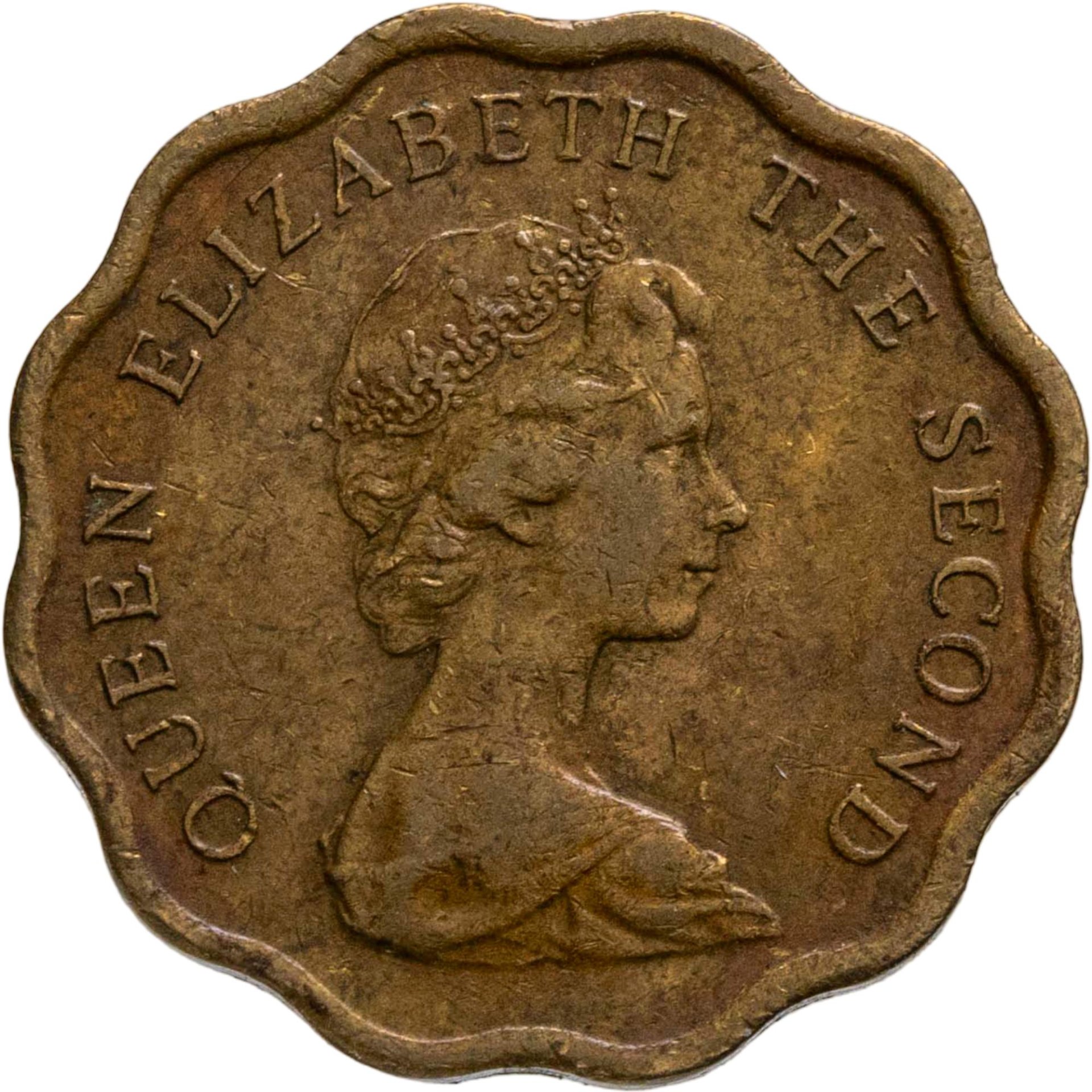 Гонконг 20 центов cents 1983, Латунь, в сохранности XF