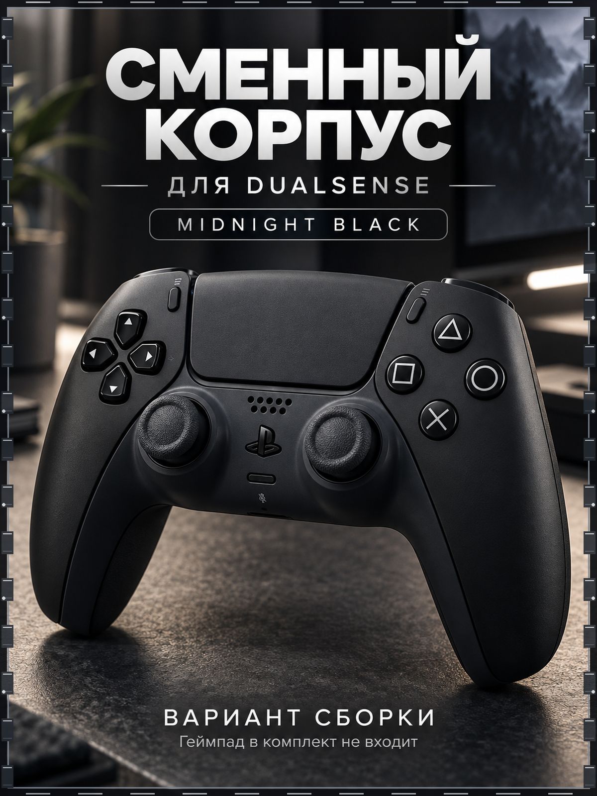 Корпус для dualsense, для контроллера PS5, для геймпада пс5, Midnight Black