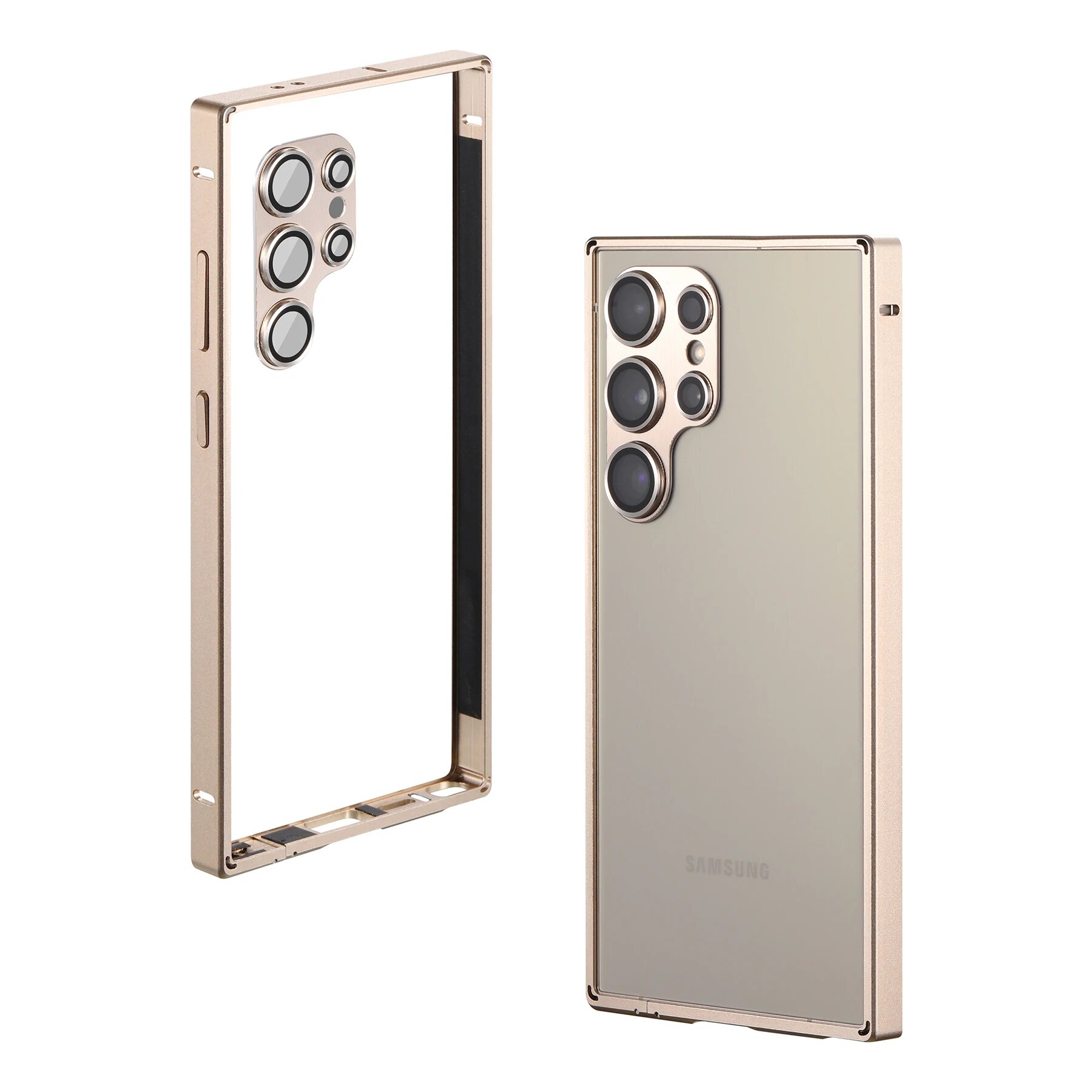 Роскошный металлический бампер из авиационного алюминия для Samsung Галакси S24 Ультра, Желтый, Gold