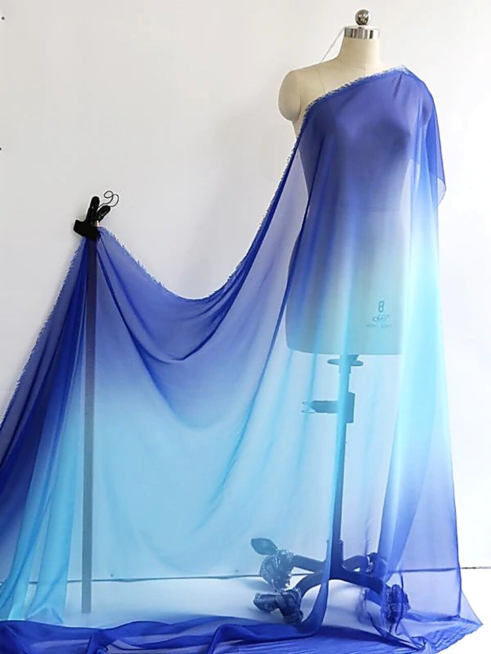 Шифон градиентный (Ombre) полиэстер, ширина 147 см (58"), прозрачный, 30D, продажа на метр для свадебного декора