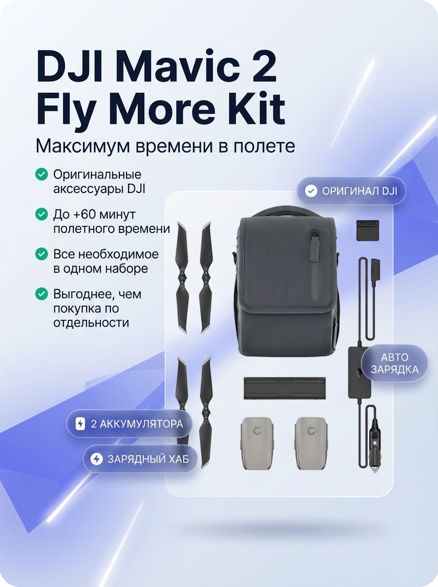 Комплект аксессуаров DJI Mavic 2 Fly More Kit Part 1, 2 батареи, автозарядное устройство, хаб, сумка