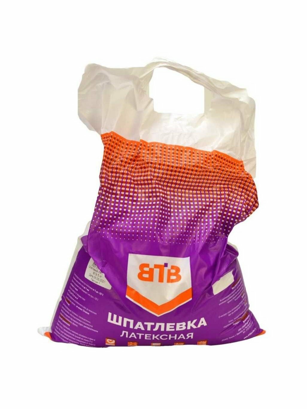 Шпатлевка ВТВ латексная, 5 кг, строительная смесь в удобном пакете
