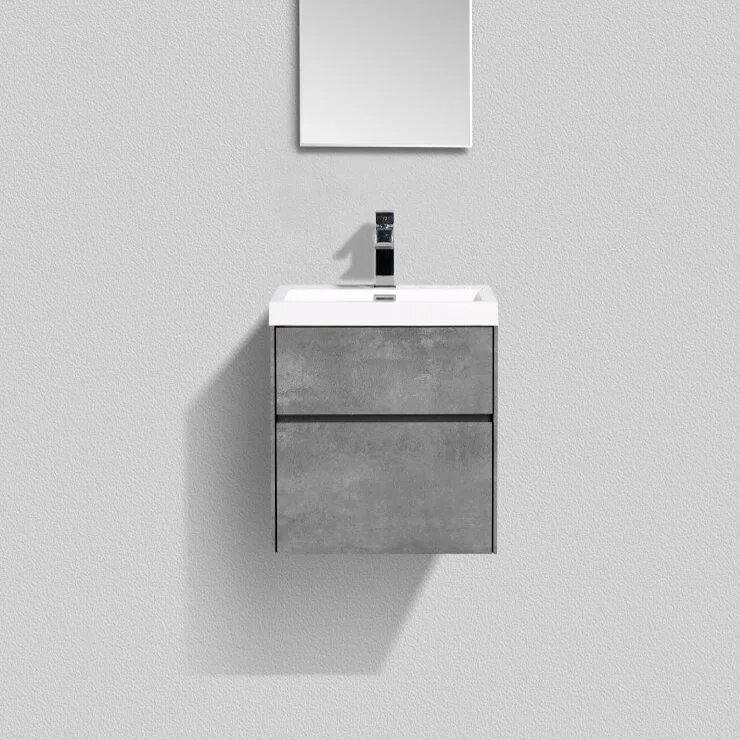 Тумба под раковину без столешницы BelBagno Pietra Mini 50 подвесная, серая, матовая, из МДФ, тумба для ванной, с ящиками, лофт