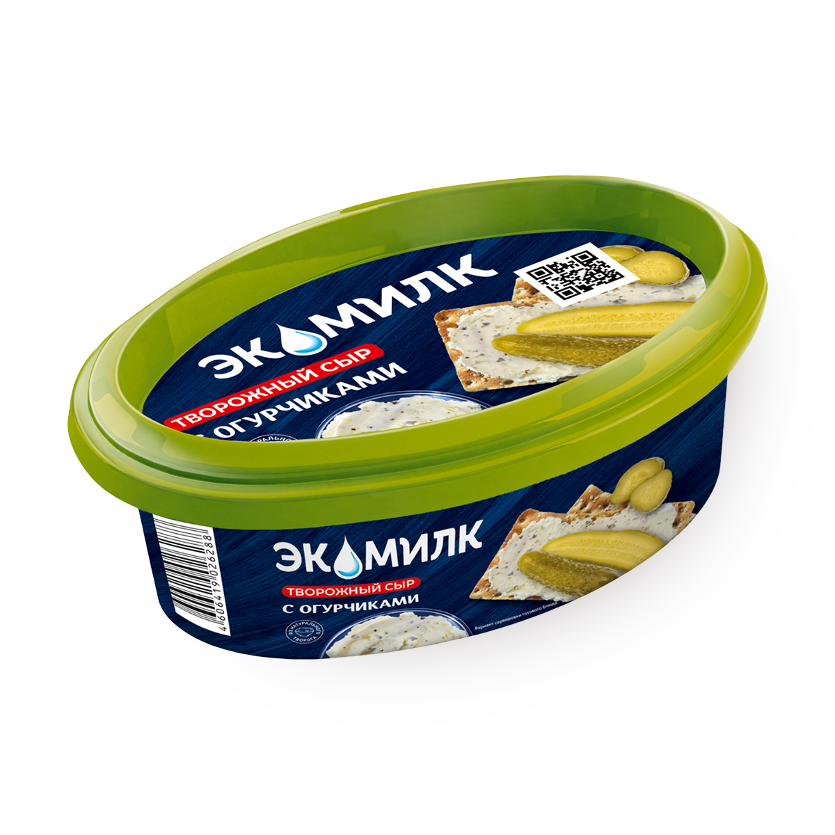 Сыр творожный Экомилк "С огурчиками", 60 % жирности, 1 упаковка