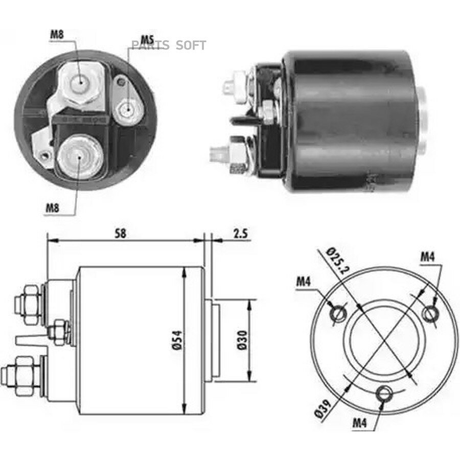 Тяговое реле, стартер от официального дистрибьютора, MAGNETI MARELLI, артикул 940113050059