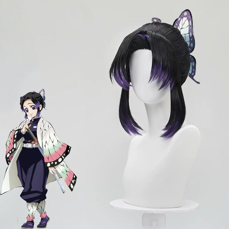 Полная парик Аниме Demon Slayer Kimetsu no Yaiba Косплей Парик Синобу Кочо